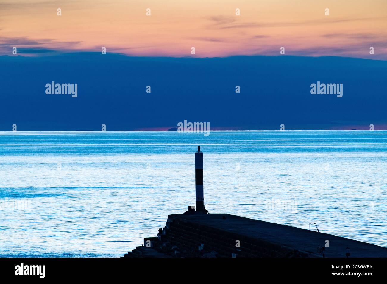 Aberystwyth sunset view looking North in summertime with a view of Llyn ...