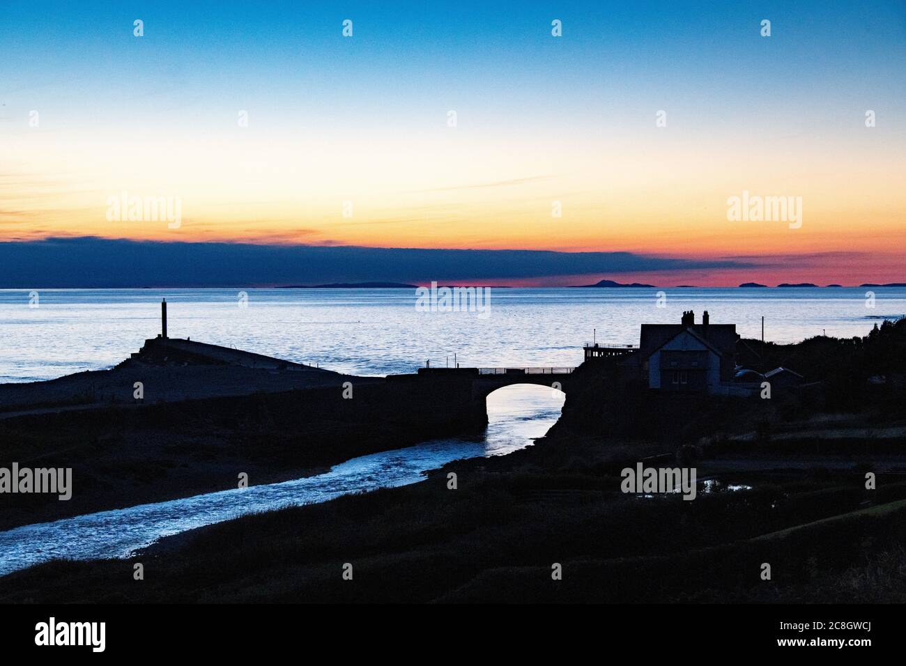 Aberystwyth sunset view looking North in summertime with a view of Llyn ...