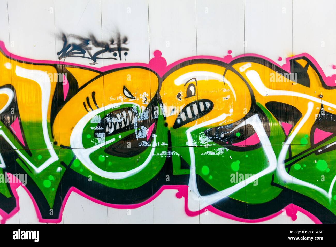 Fence with graffiti and art street in location before MMCA, Samcheong ...