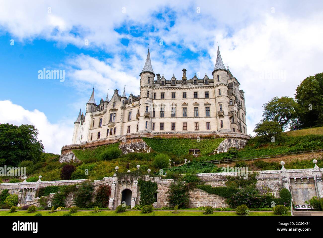 View of the beautiful Dunrobin Castle in Golspie. Dunrobin Castle is ...