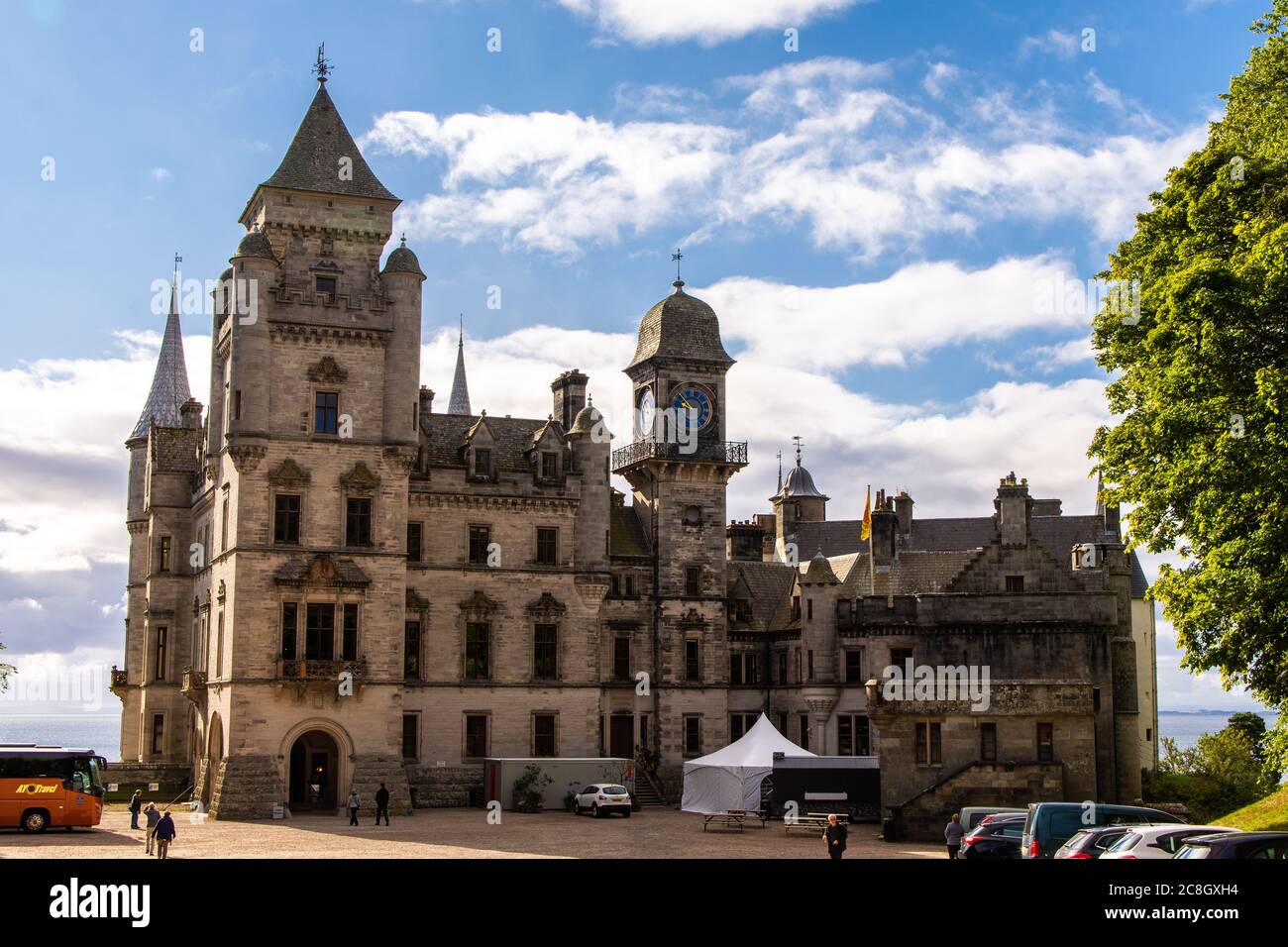 View of the beautiful Dunrobin Castle in Golspie. Dunrobin Castle is ...