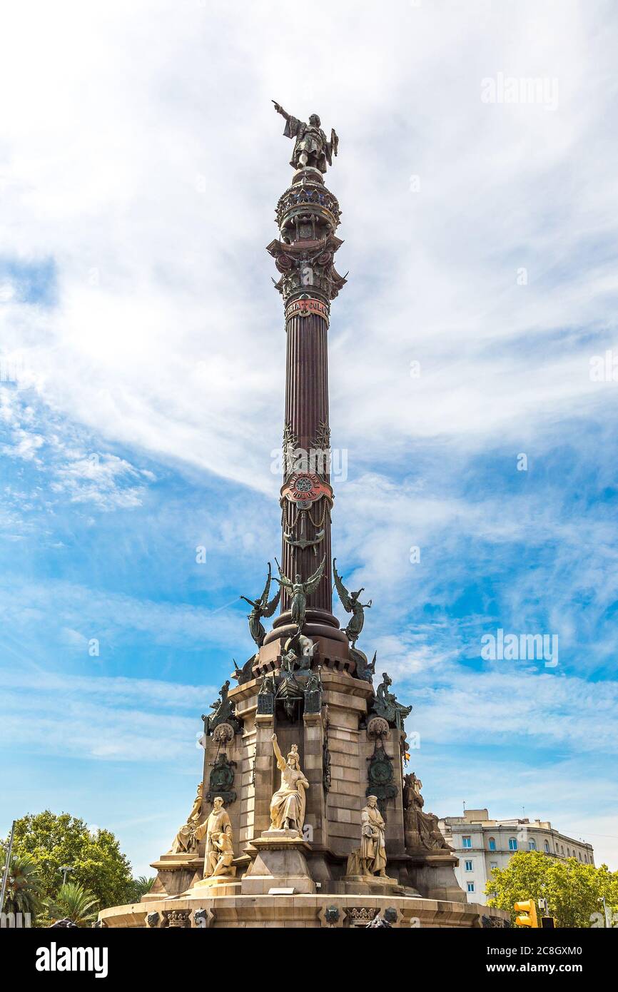 Monument of Christopher Columbus in Barcelona in Spain Stock Photo - Alamy