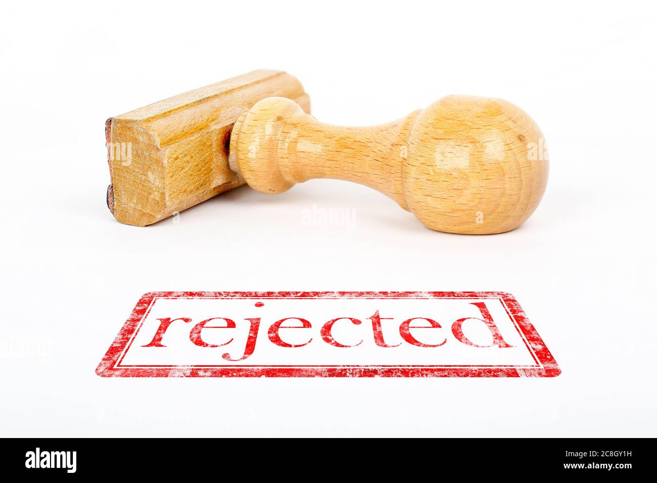 office rubber stamp with rejected stamp on white paper Stock Photo - Alamy
