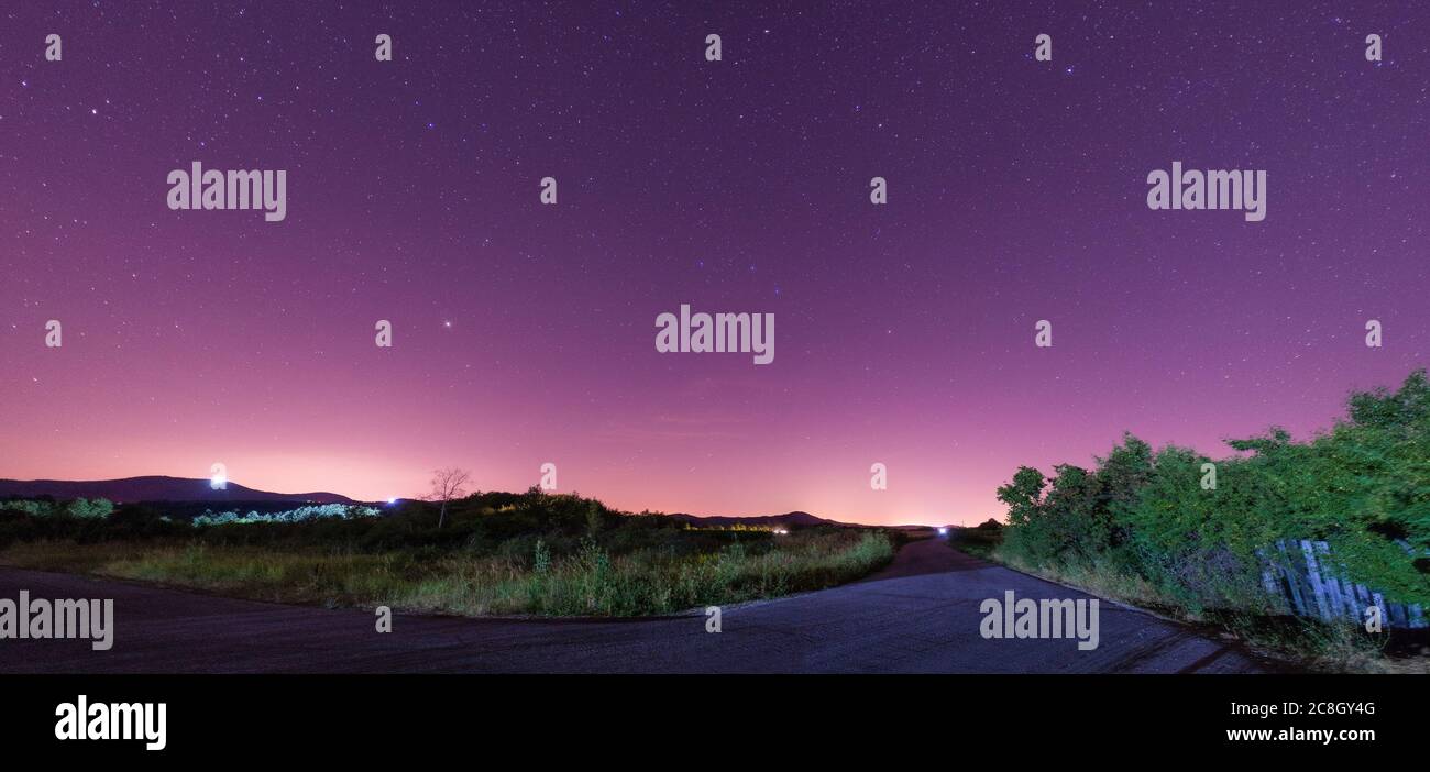 Night sky panoramic landscape with stars Stock Photo - Alamy