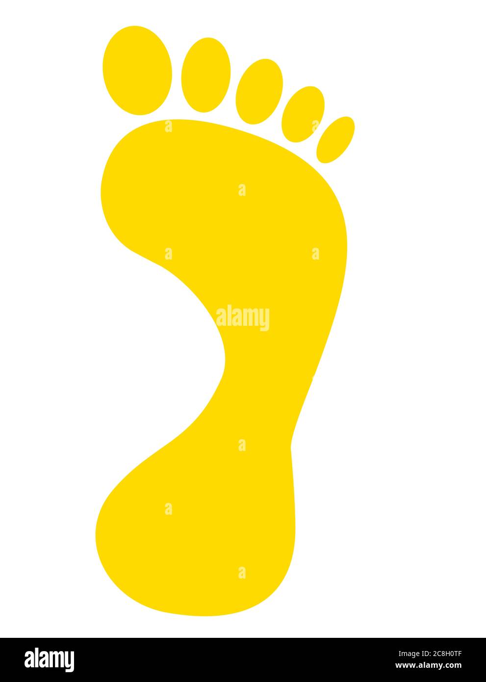 Yellow footprint in front of white background, illustration Stock Photo ...