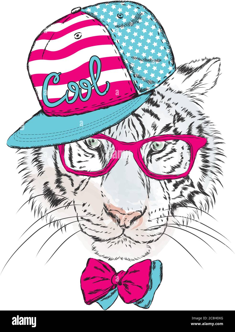 Tiger wearing glasses Stock Vector Images - Alamy