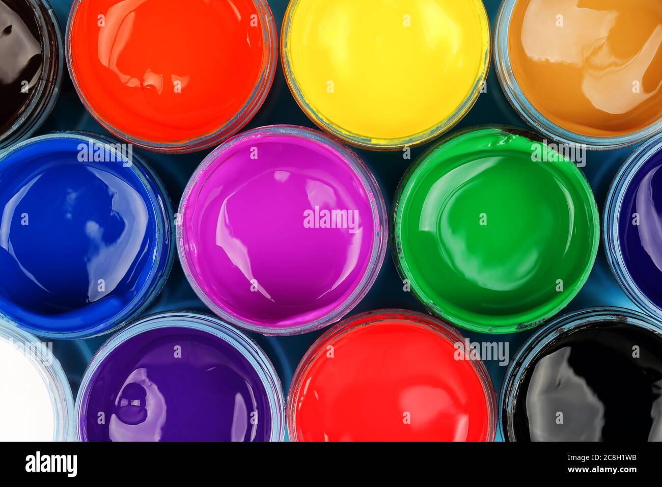set of colorful paints, top view for backgrounds Stock Photo - Alamy
