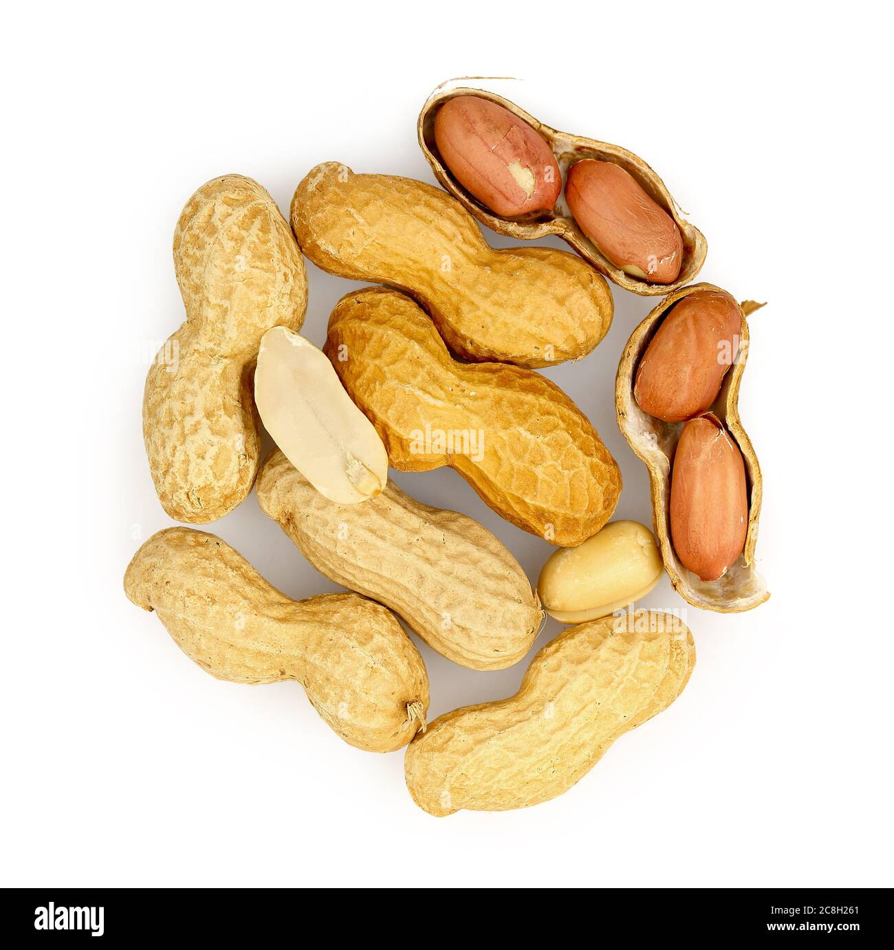 shelled and open peanuts isolated on white Stock Photo - Alamy