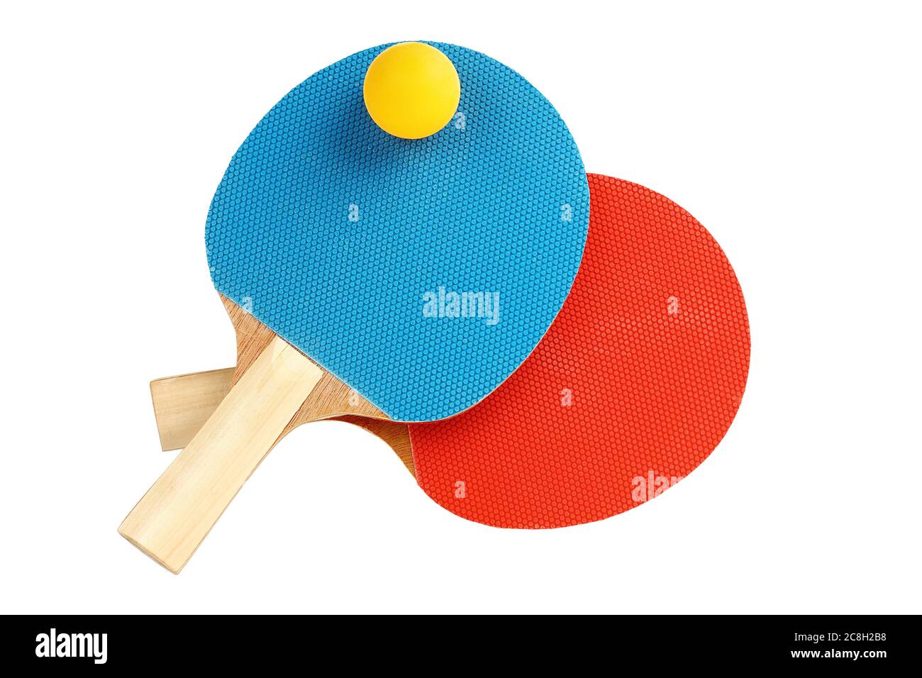 ping pong rackets with ball isolated on white Stock Photo - Alamy