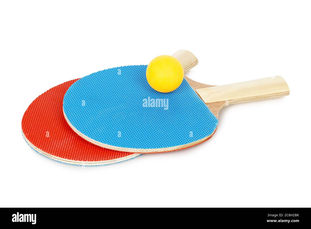 ping pong rackets with ball isolated on white Stock Photo - Alamy