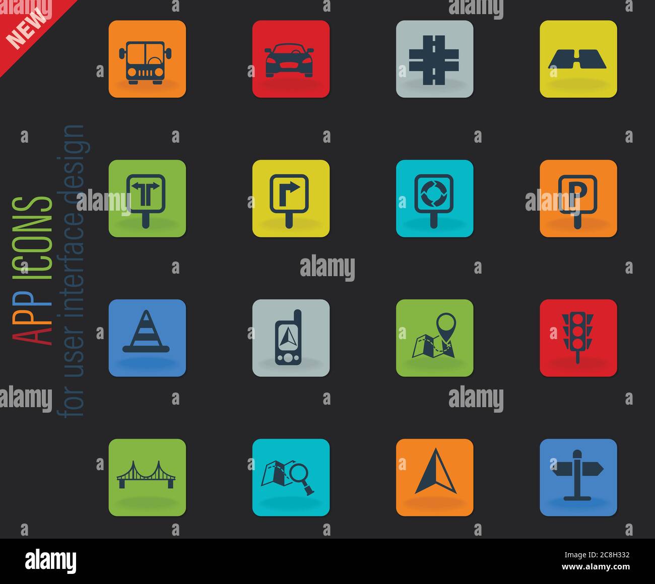 road icon set Stock Vector Image & Art - Alamy