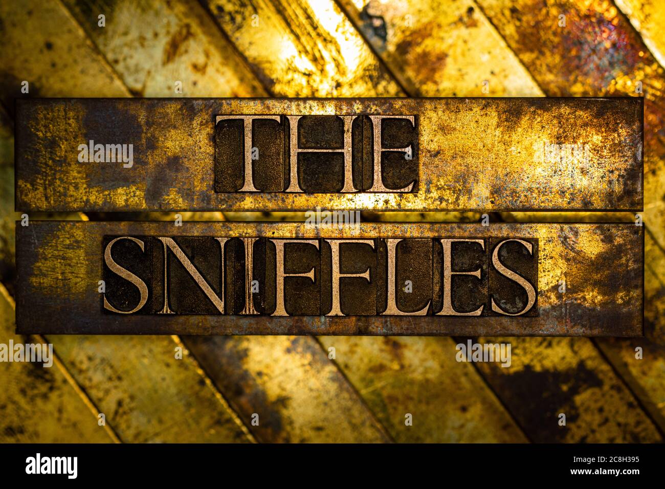 The Sniffles text formed with real authentic typeset letters on vintage ...