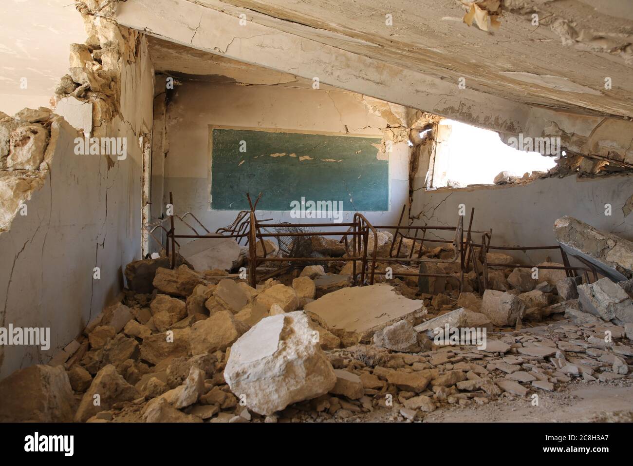 July 21, 2020: dlib, Syria. 21 July 2020.The Jadraya school lies in ...
