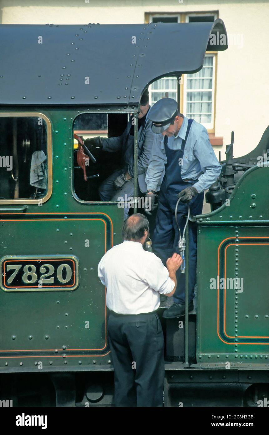 Historical steam engine 7820 train station platform exchange single ...