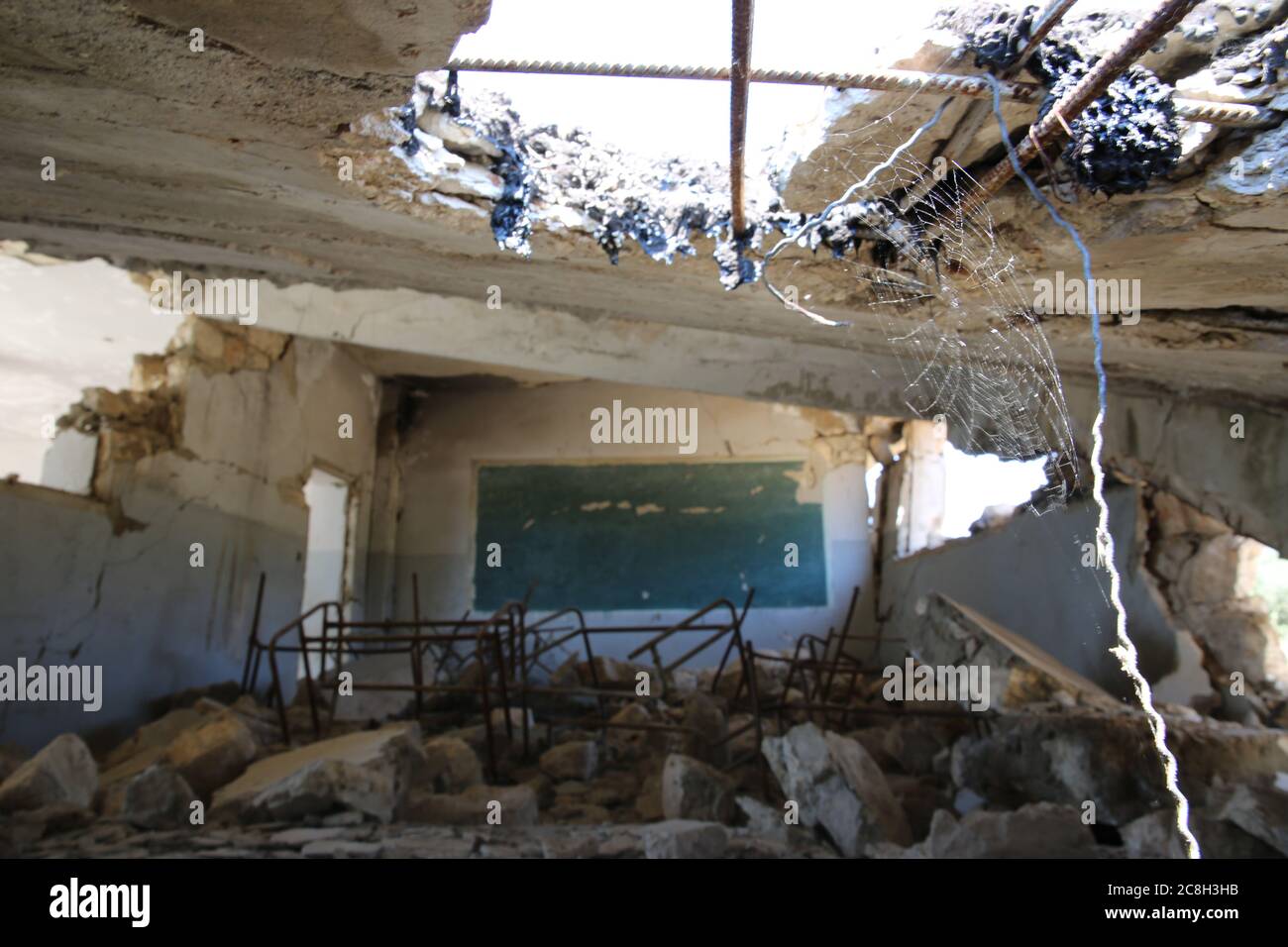 July 21, 2020: dlib, Syria. 21 July 2020.The Jadraya school lies in ...