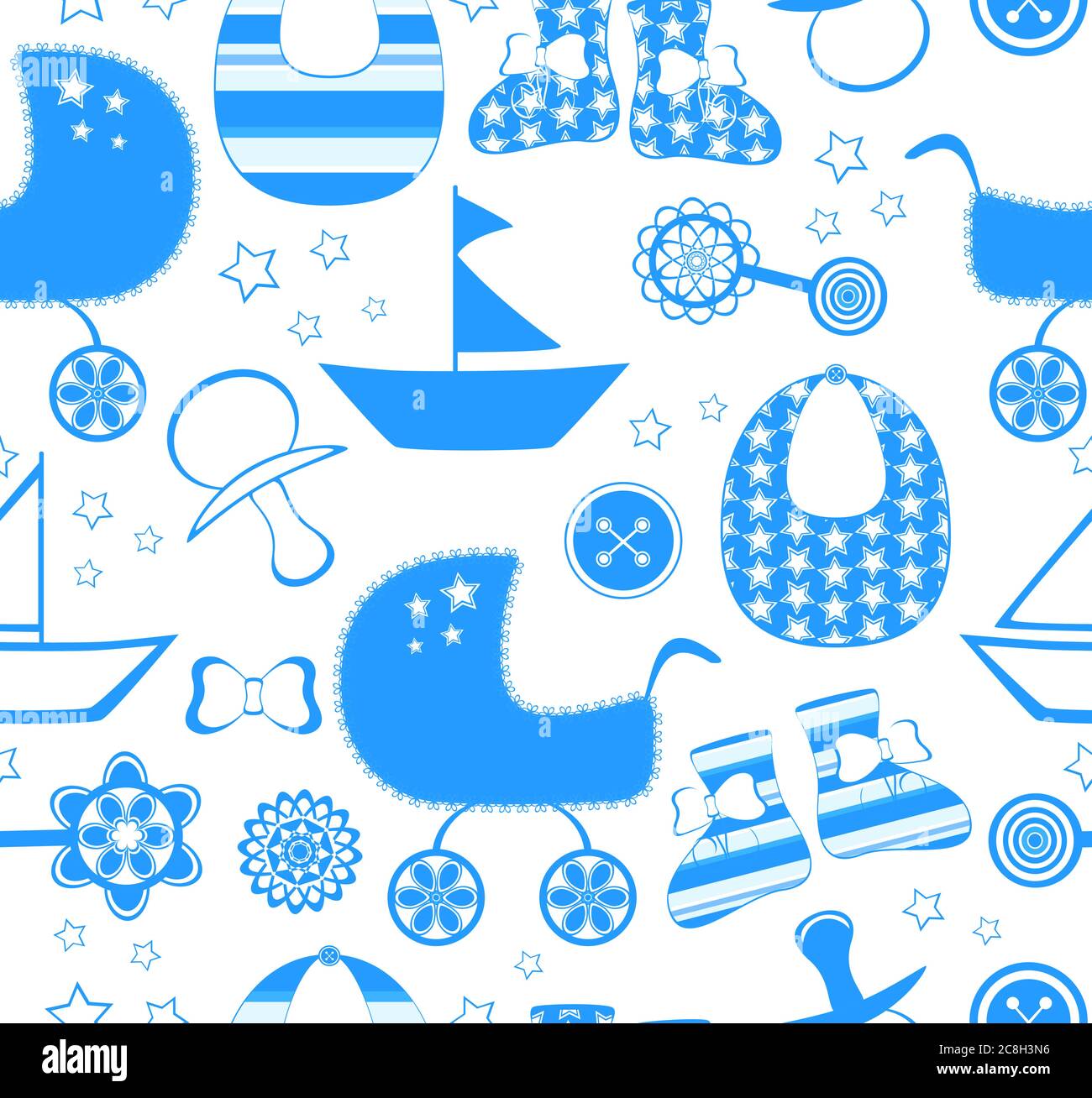 vector illustration of a seamless background with a newborn boy ...