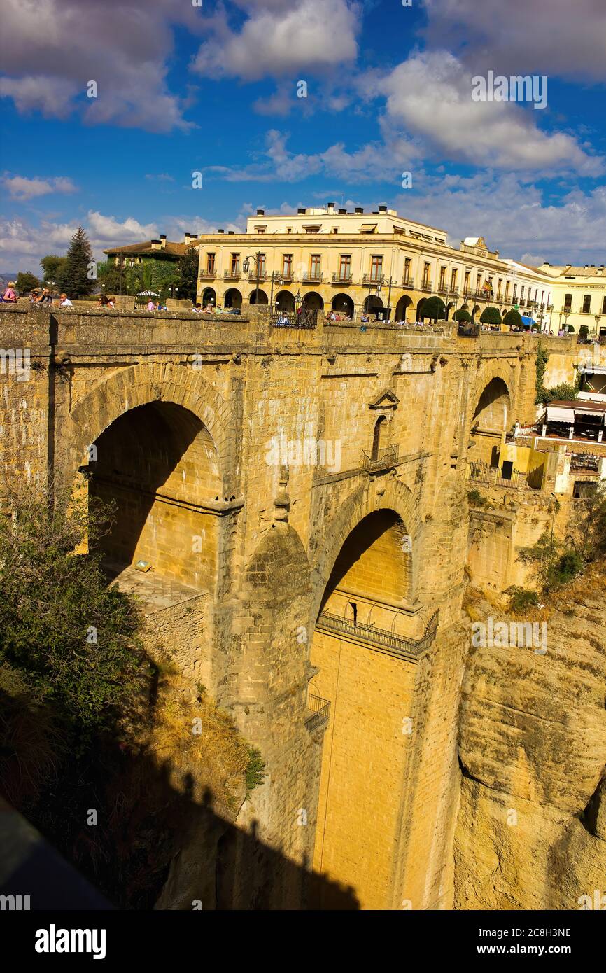 Ronda, Spain - September 06, 2015: The Puente Nuevo is the newest and ...