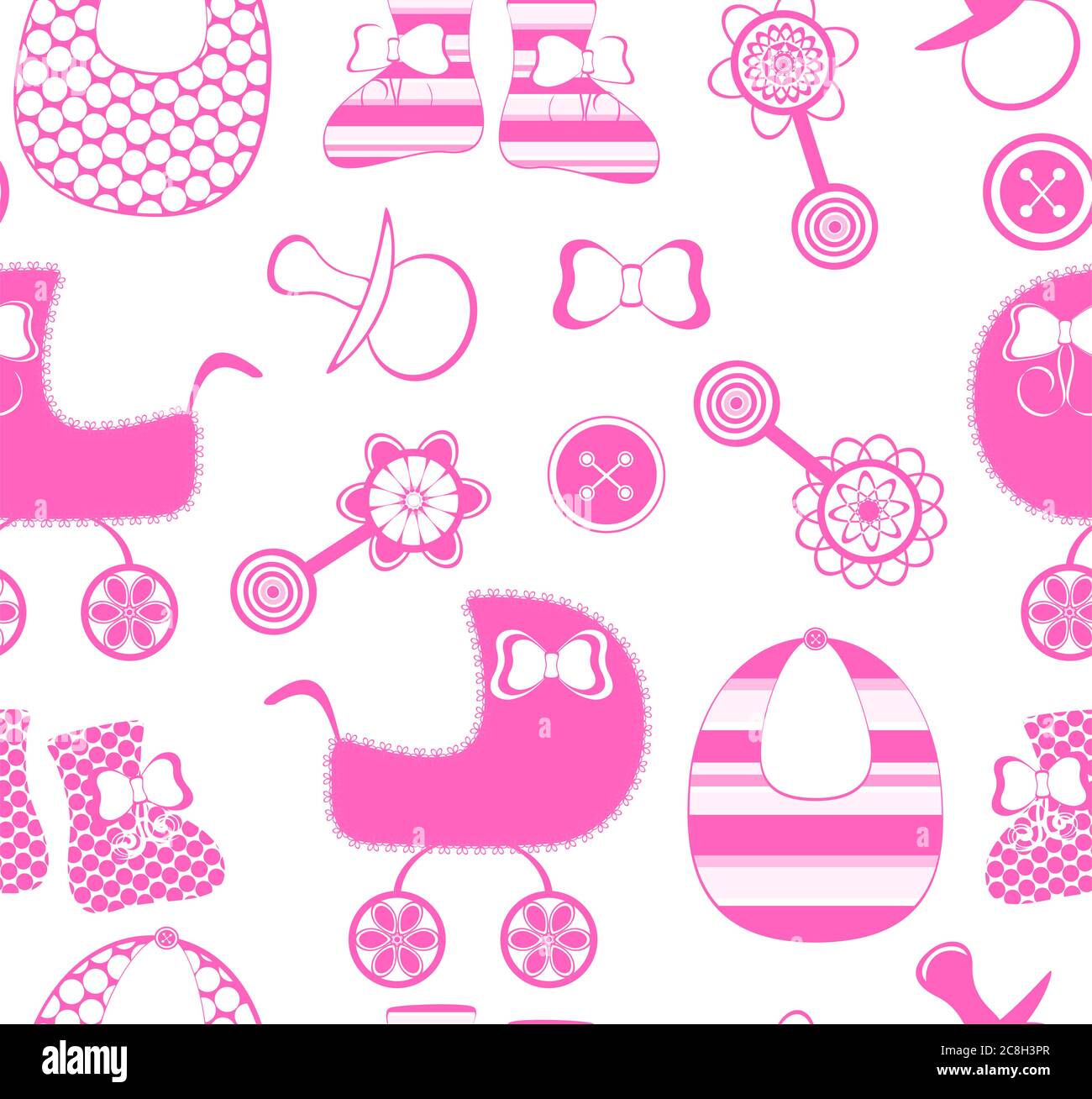 vector illustration of a seamless background with a newborn girl ...