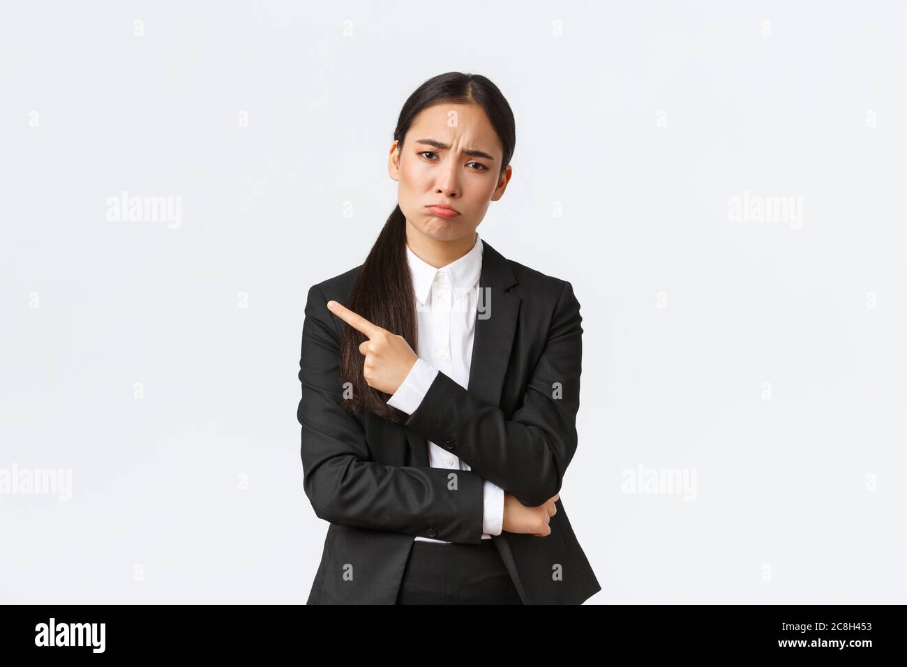 Disappointed gloomy asian female entrepreneur losing, failing job ...