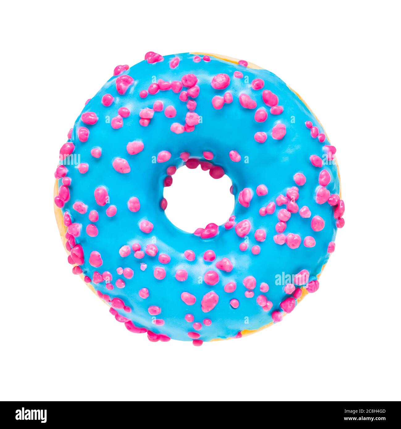 Blue donut isolated over white background with clipping path. Top view ...