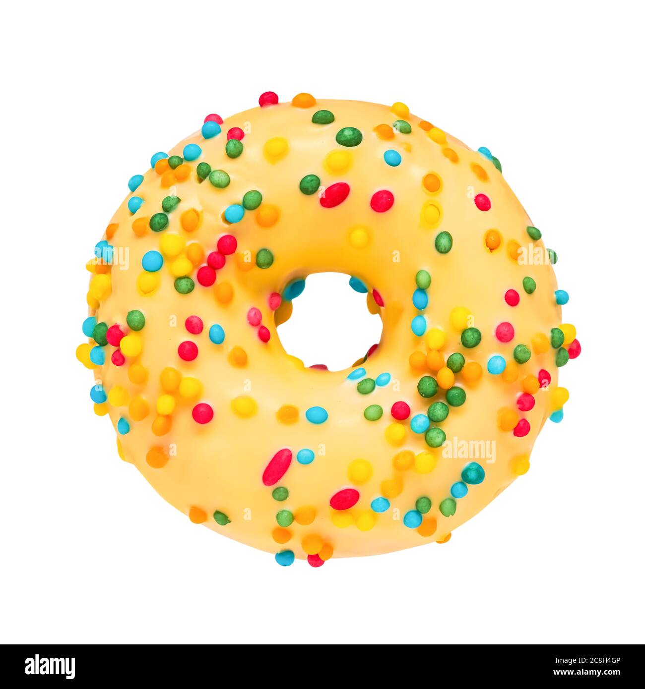 Yellow donut isolated over white background with clipping path. Top ...