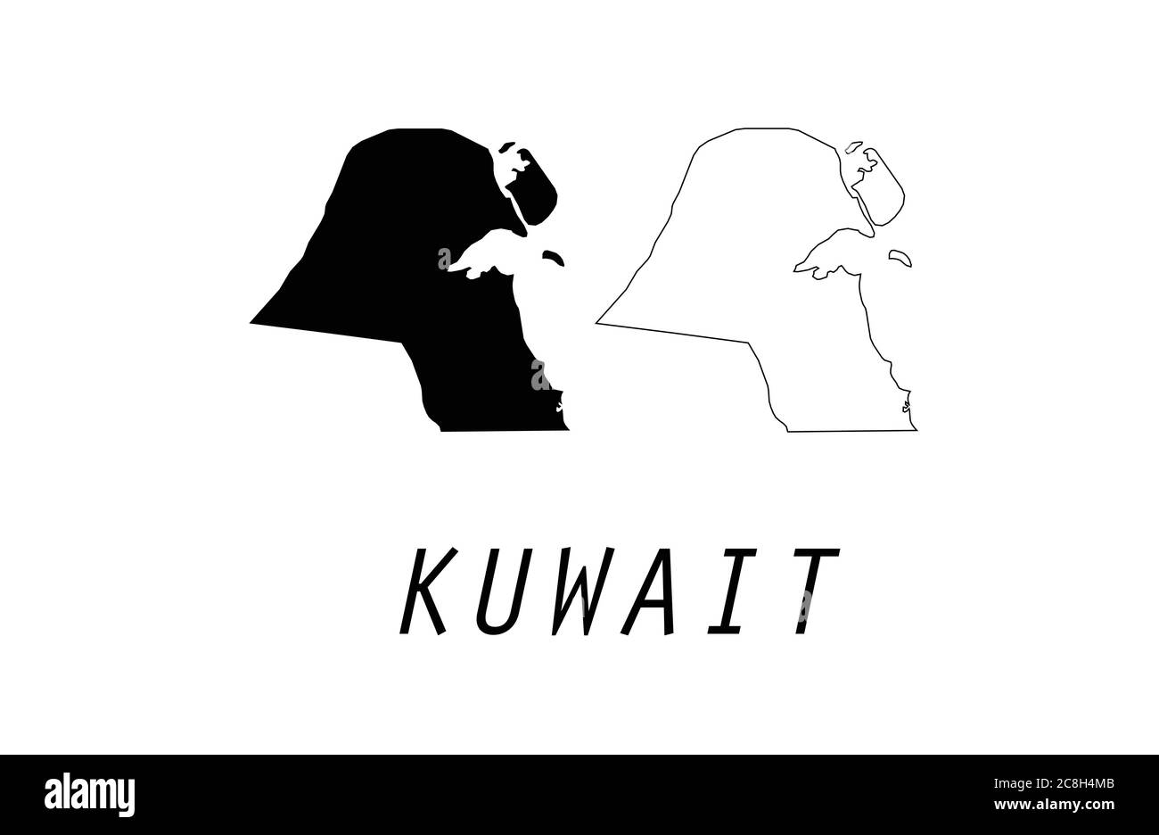 Kuwait map outline vector illustration Stock Vector Image & Art - Alamy