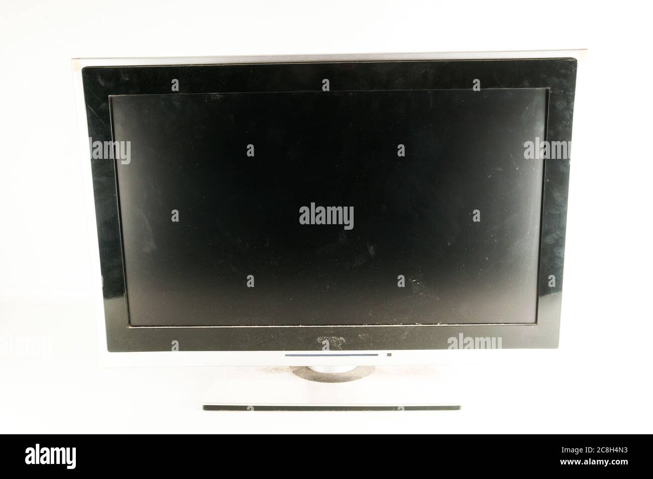 Black LCD tv slim screen monitor on white background Stock Photo - Alamy