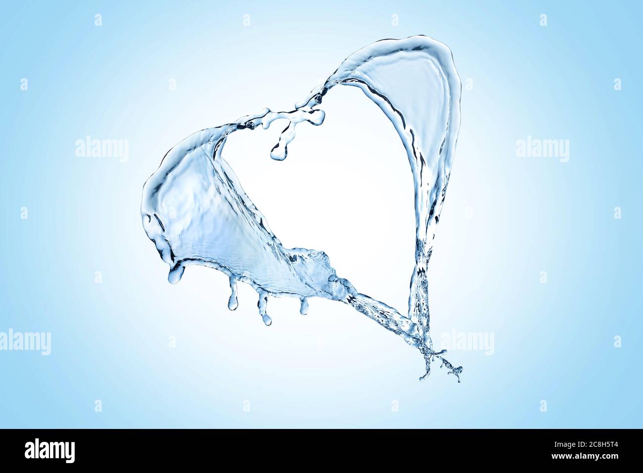 water splash forming a love heart on blue background Stock Photo - Alamy