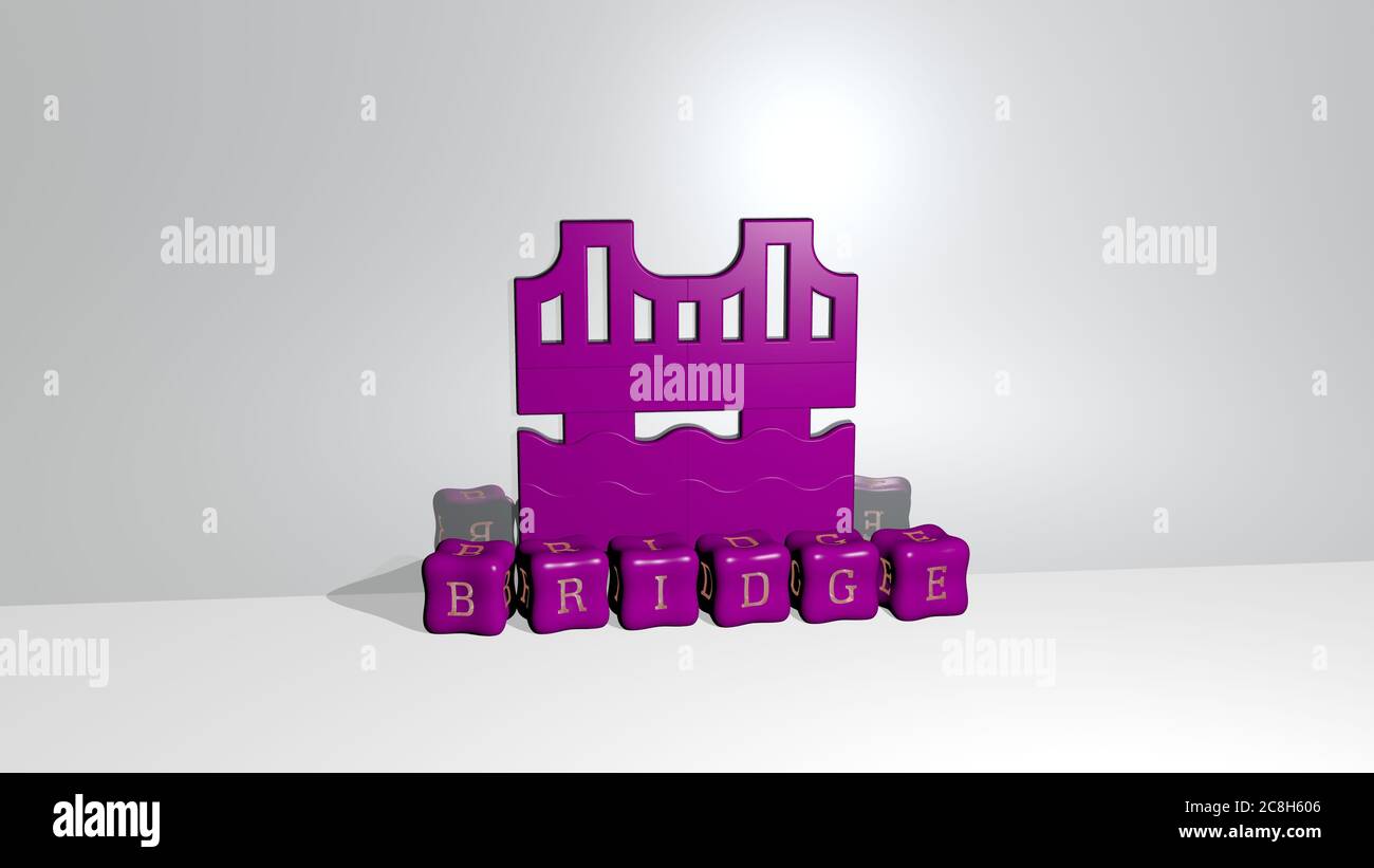 3D representation of bridge with icon on the wall and text arranged by ...