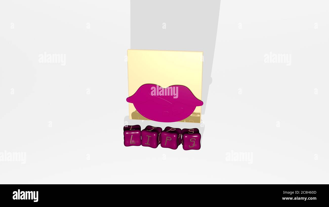 3D illustration of LIPS graphics and text made by metallic dice letters ...