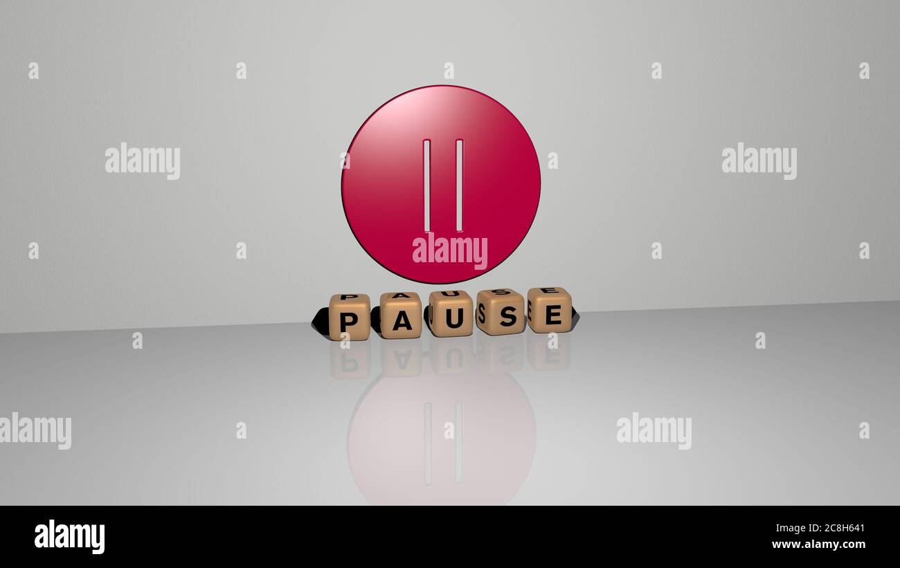3D graphical image of pause vertically along with text built by ...