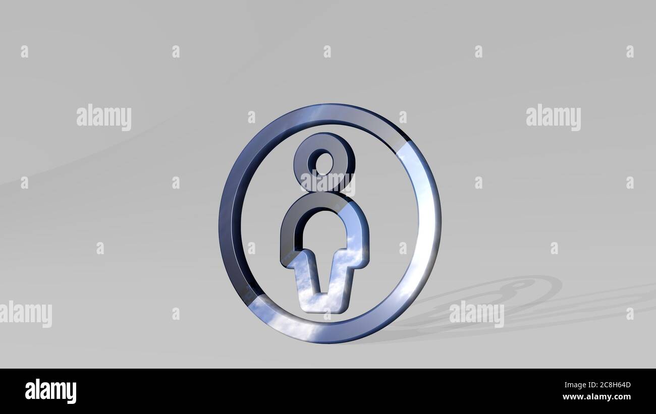 single neutral circle made by 3D illustration of a shiny metallic ...