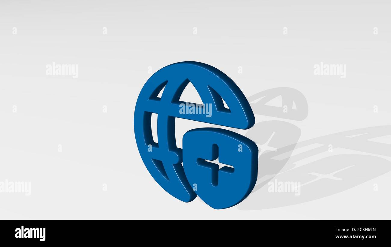 network shield from a perspective with the shadow. A thick sculpture ...