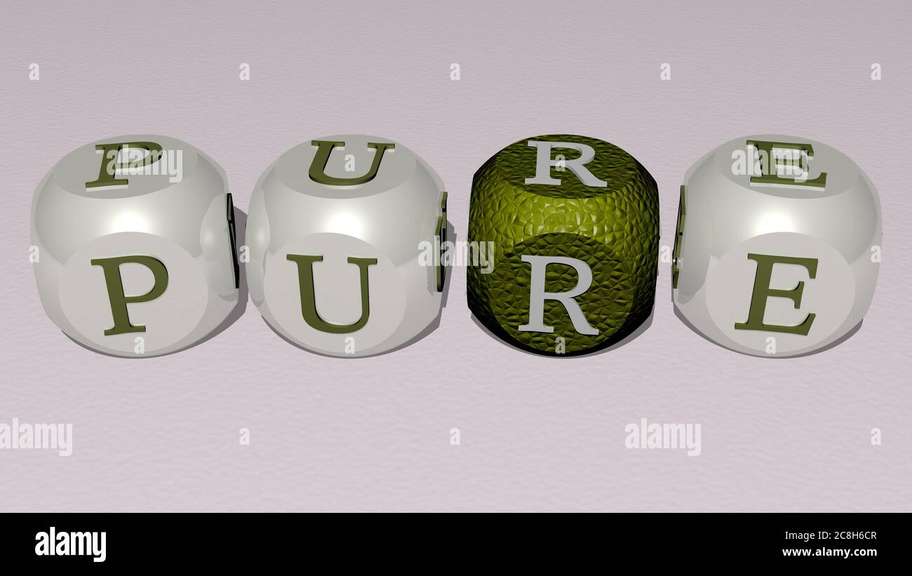 combination of PURE built by cubic letters from the top perspective ...