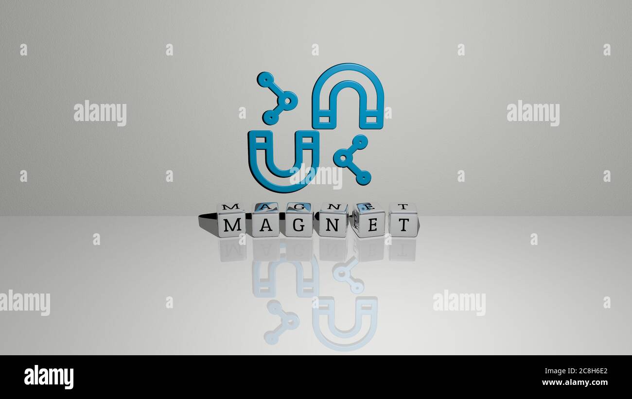 3D representation of MAGNET with icon on the wall and text arranged by ...
