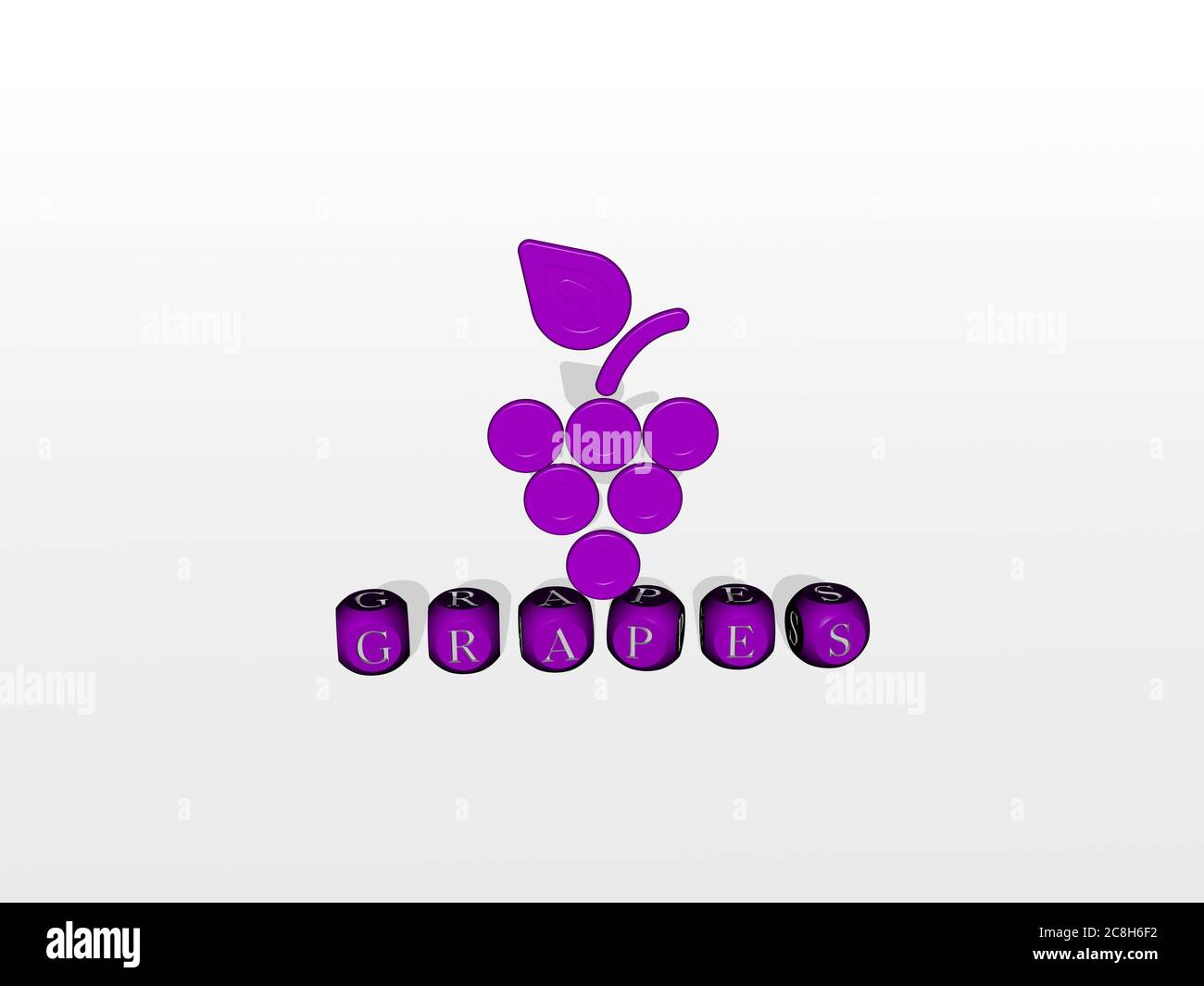 3D illustration of GRAPES graphics and text made by metallic dice ...