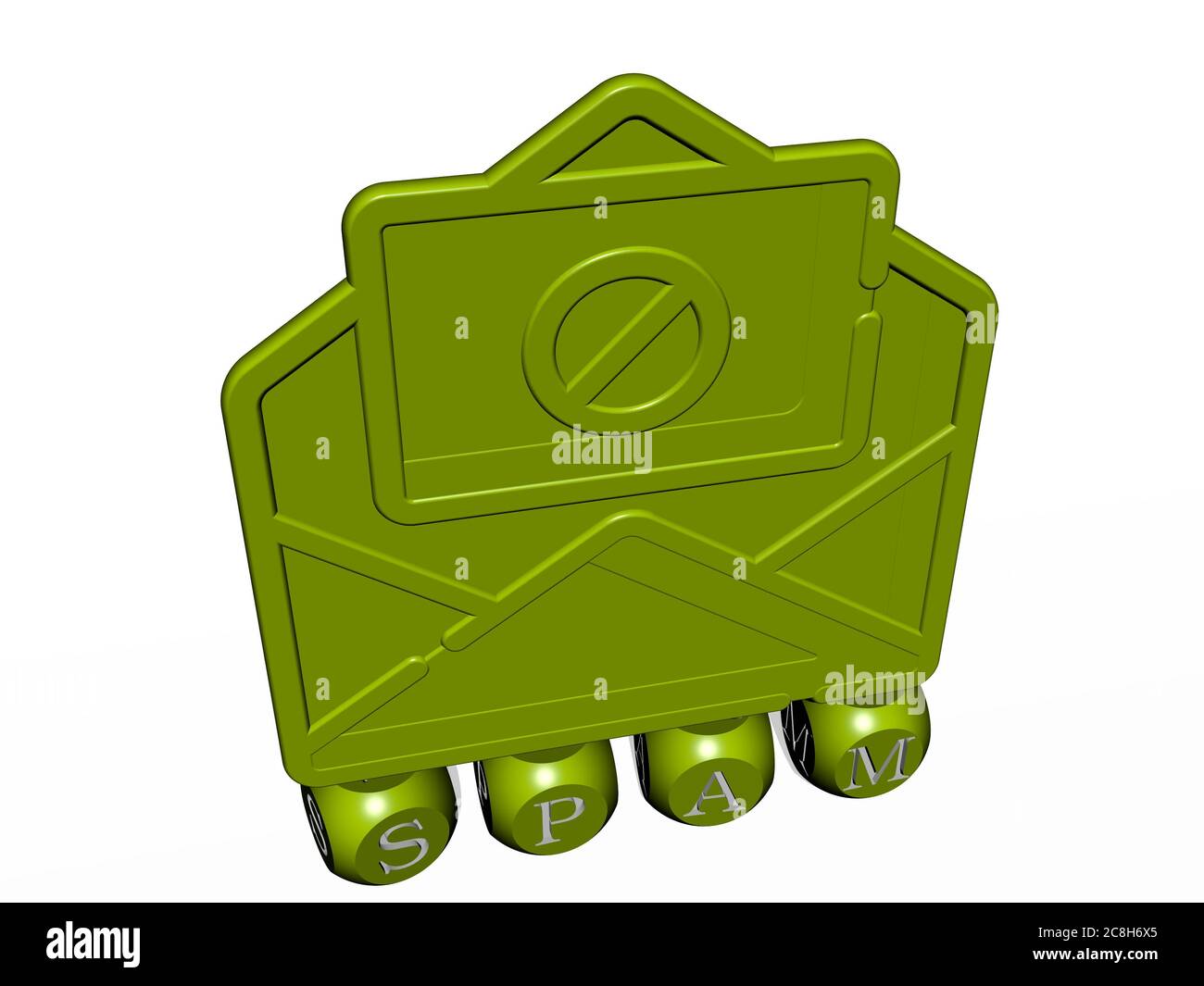 3D graphical image of spam vertically along with text built by metallic ...