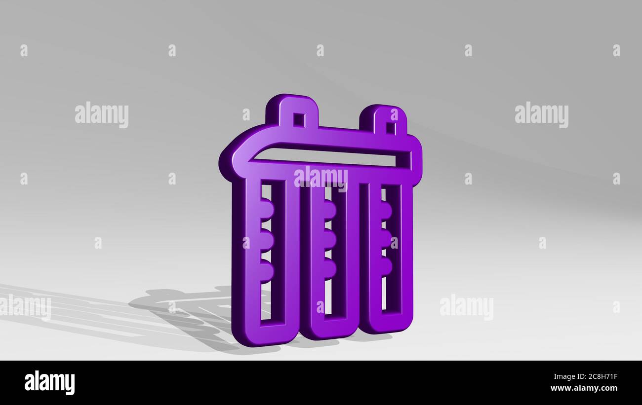 MODERN ARCHITECTURE stand with shadow. 3D illustration of metallic ...