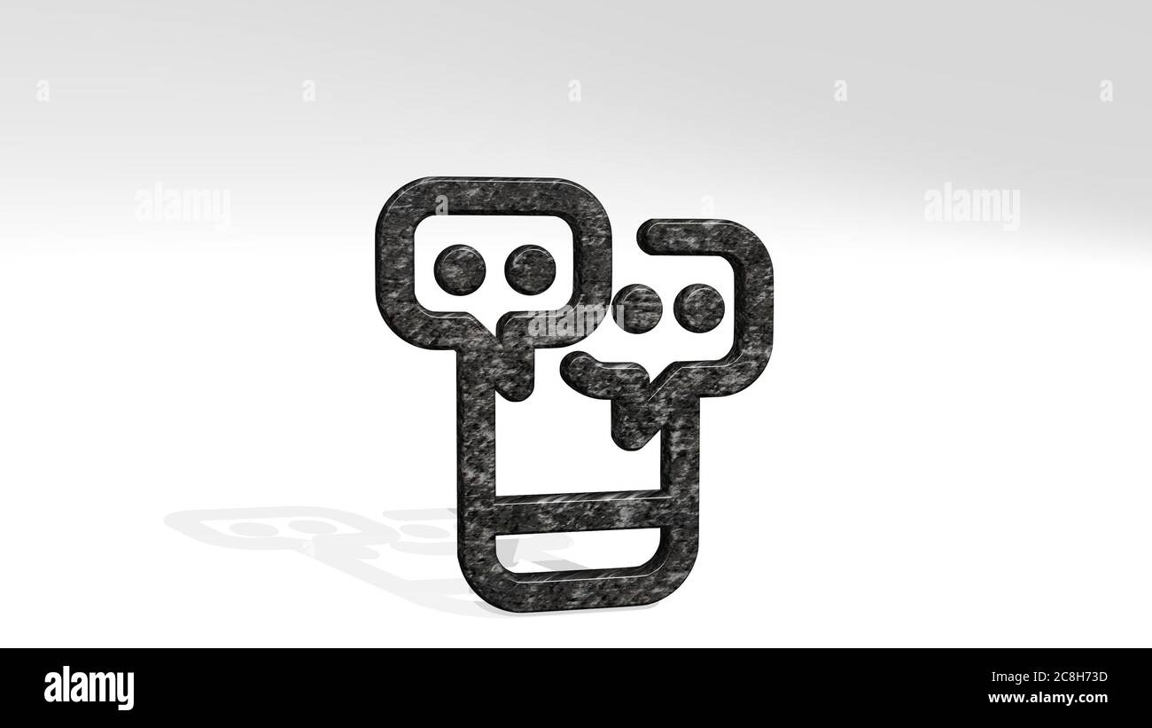 PHONE CHATTING casting shadow from a perspective. A thick sculpture ...