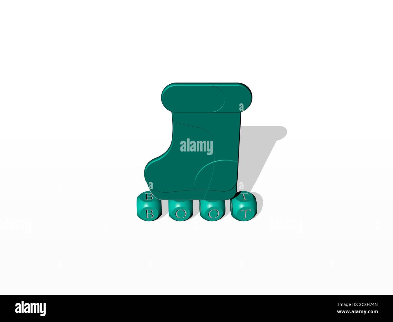 3D graphical image of BOOT vertically along with text built by metallic ...