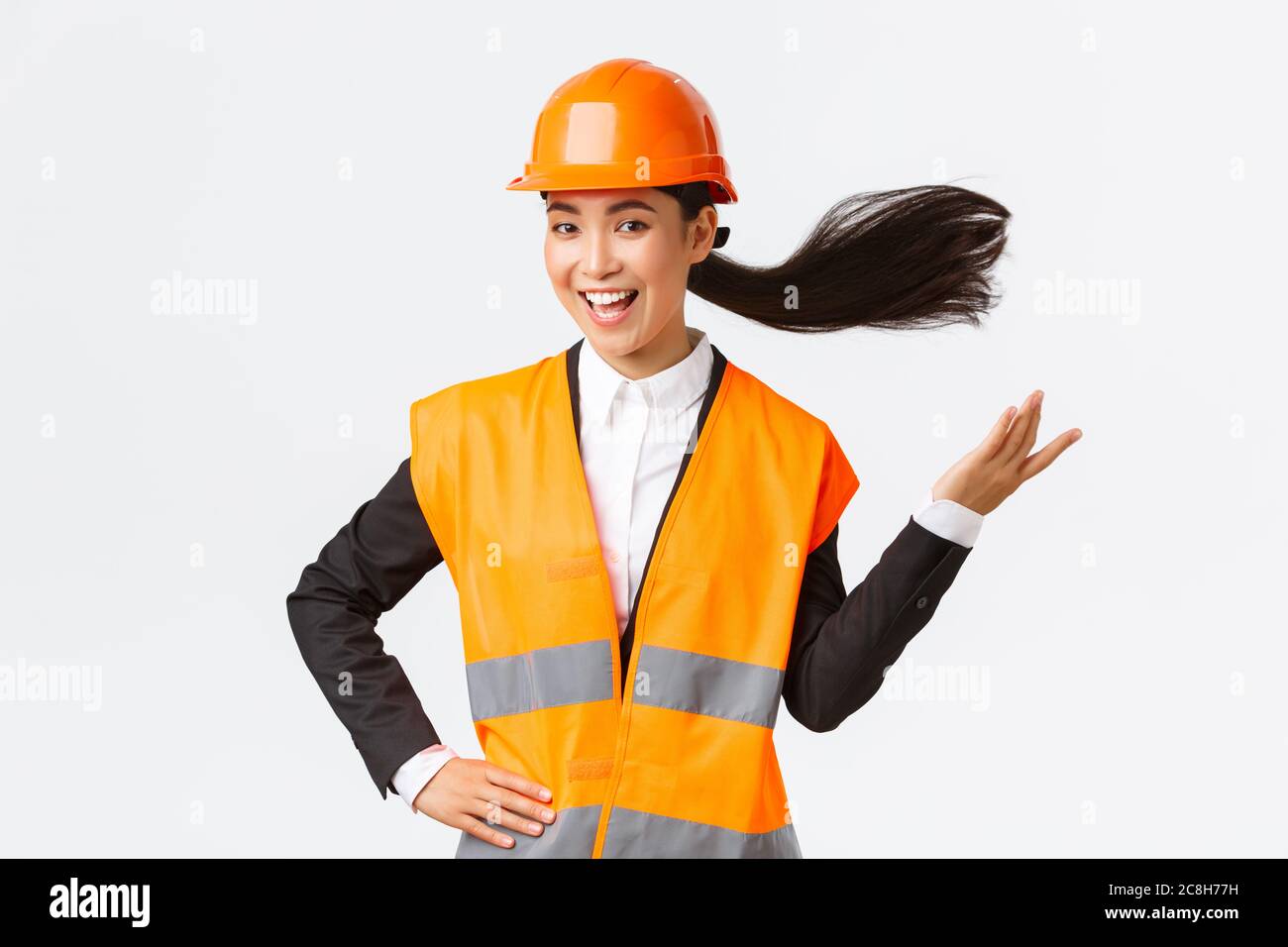 Successful and confident asian female chief engineer, architect in ...