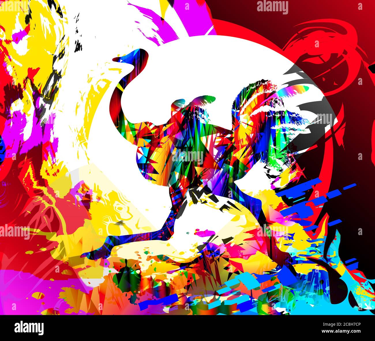 Ostrich running colorful tropical bird Stock Photo - Alamy