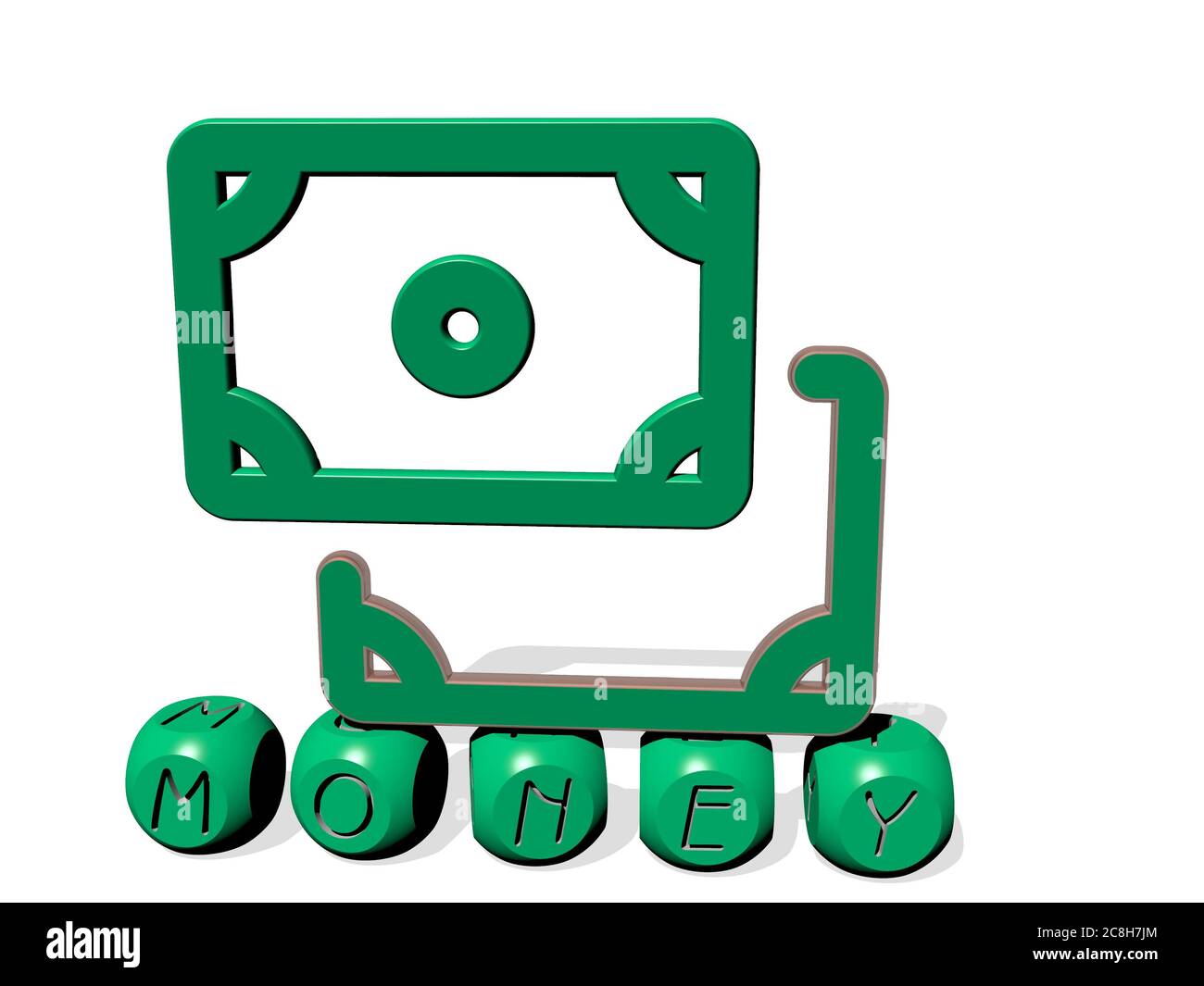 3D representation of money with icon on the wall and text arranged by ...