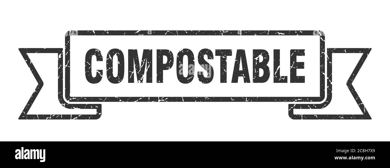 compostable ribbon sign. compostable vintage retro band Stock Vector ...