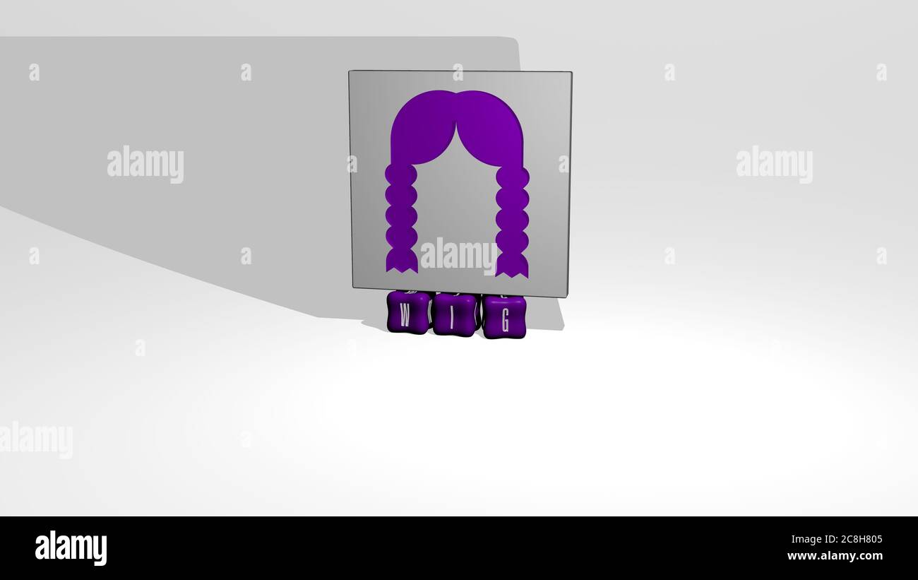 3D representation of WIG with icon on the wall and text arranged by ...