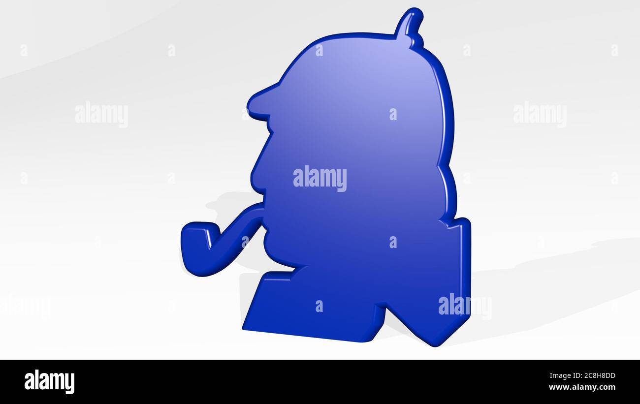 SHERLOCK HOLMES WITH PIPE stand with shadow. 3D illustration of ...