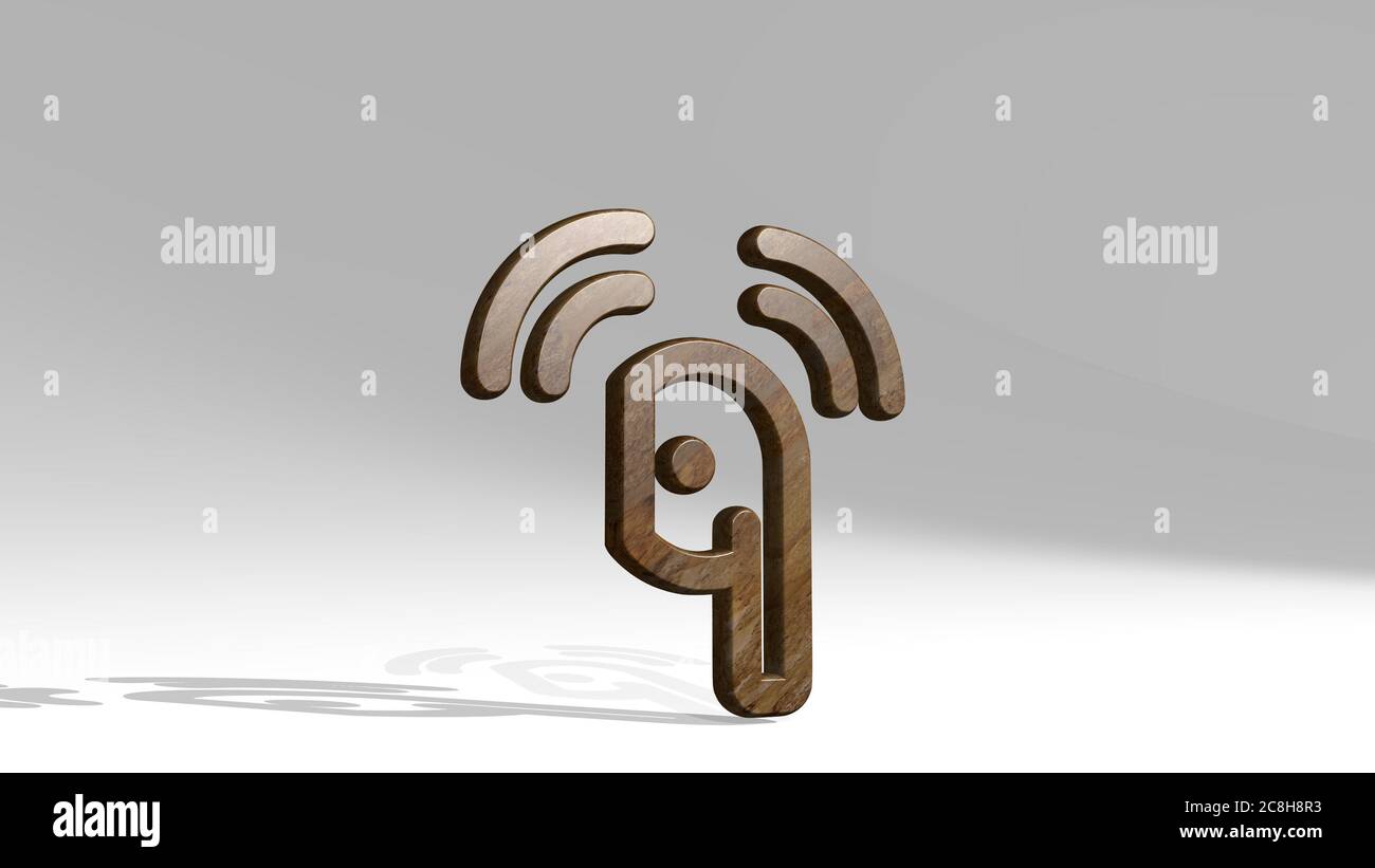 EARPOD LISTEN made by 3D illustration of a shiny metallic sculpture ...