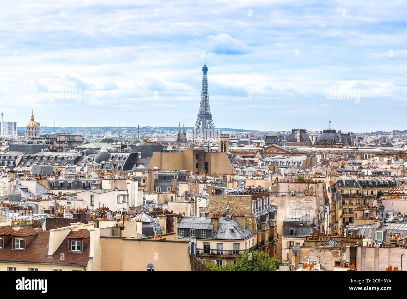 Aerial view of the Eiffel Tower in Paris, France in a beautiful summer day Stock Photo - Alamy