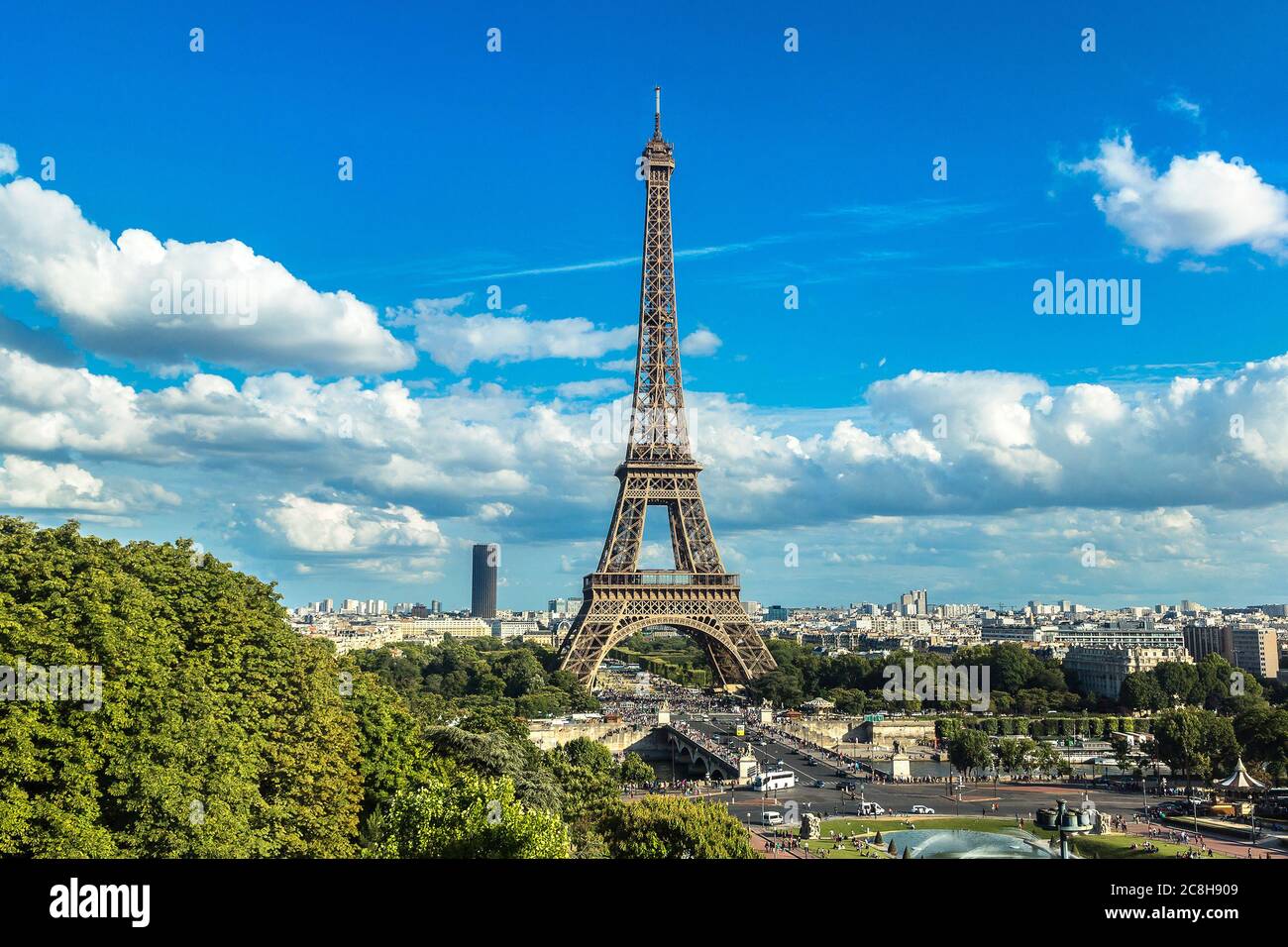 Aerial view of the Eiffel Tower in Paris, France in a beautiful summer day Stock Photo - Alamy