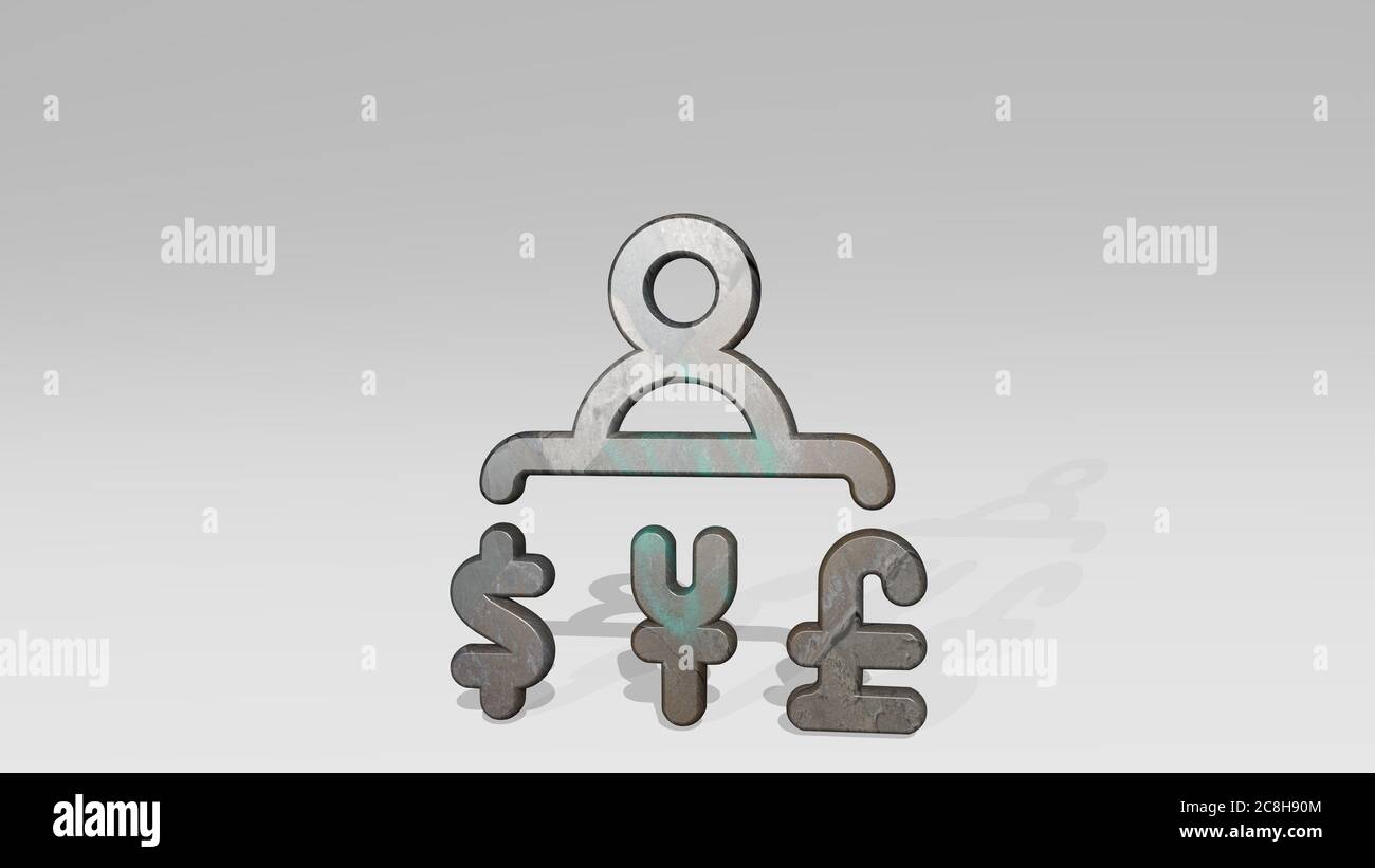 CURRENCY USER EXCHANGE made by 3D illustration of a shiny metallic ...